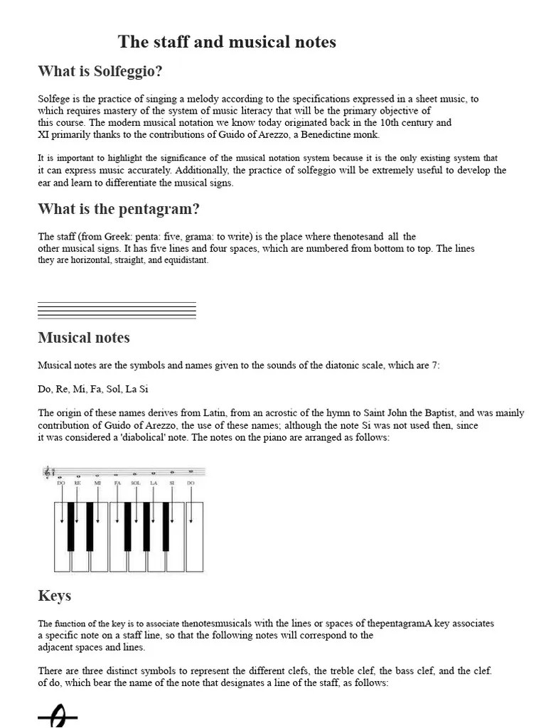 The Staff And Musical Notes Pdf Clef Musical Notation