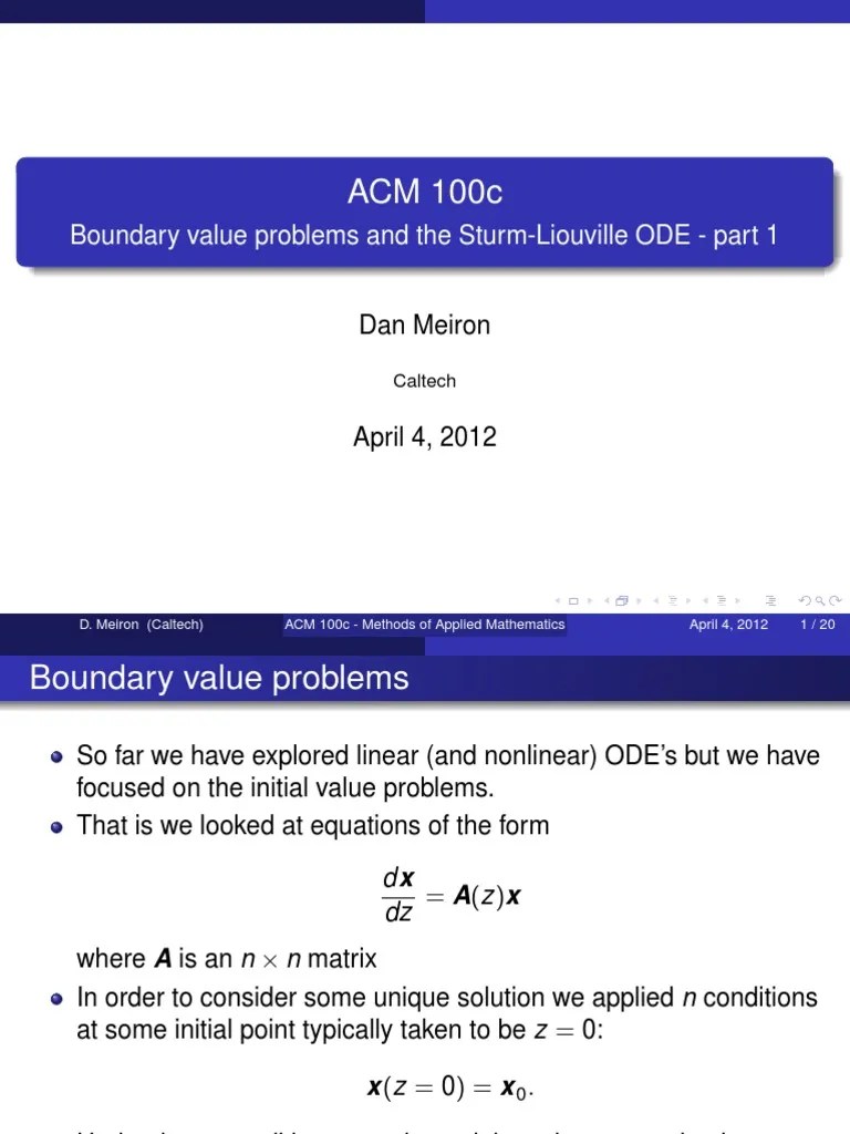 Boundary Value Problems Part 1 Pdf Ordinary Differential Equation