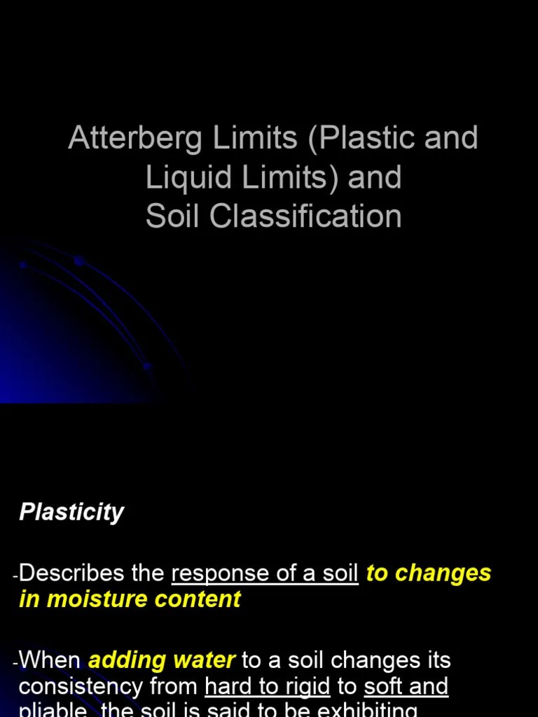 Lesson 4 Atterberg Limits And Soil Classification Ppt Pdf Civil
