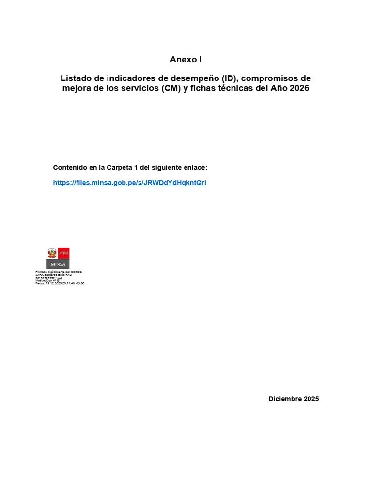 Anexo I Listado De Indicadores De Desempeño Id Compromisos De Mejora Cm