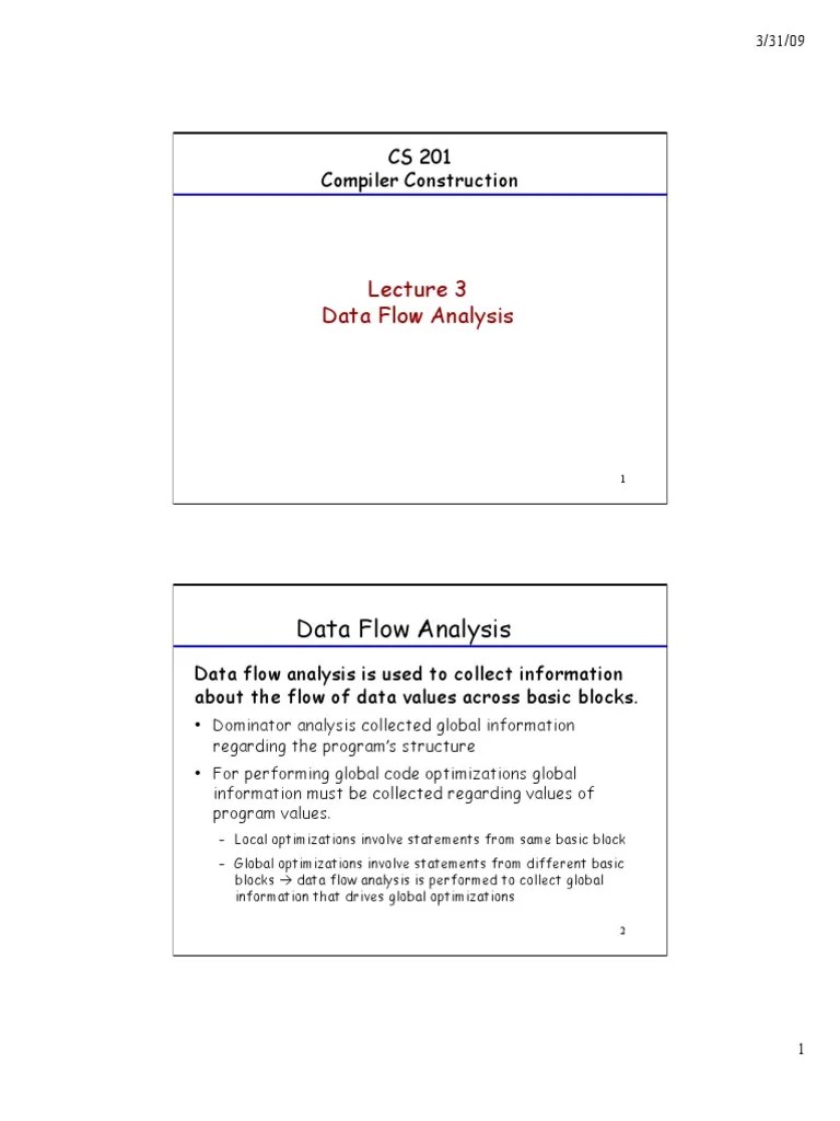 Compiler Data Flow Analysis Pdf Variable Computer Science