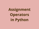 Assignment Operators In Python