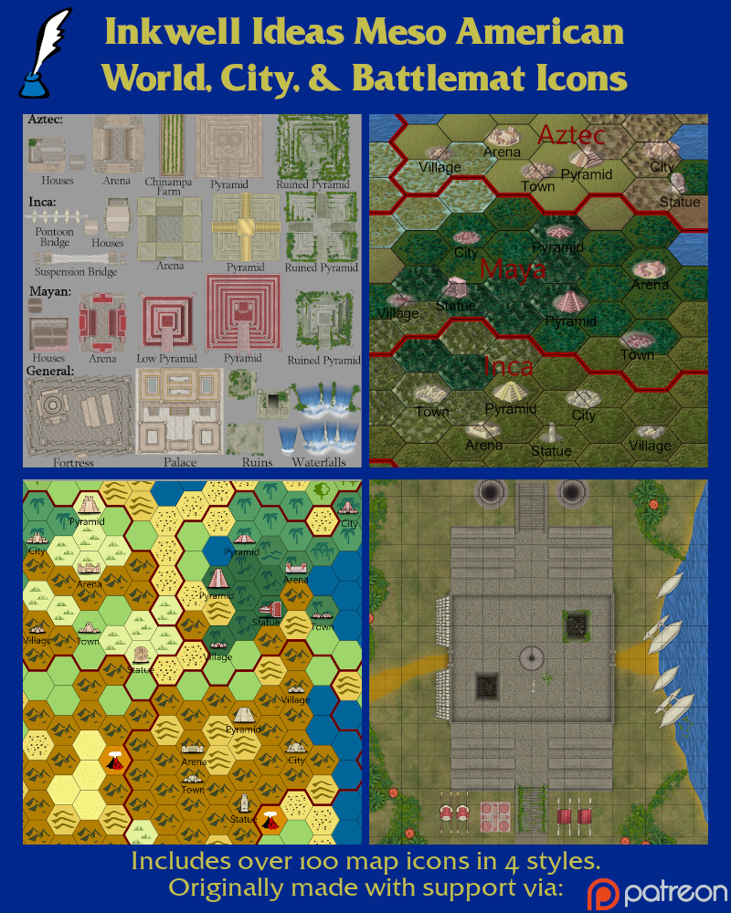 Meso American Map Icons Now Available – Inkwell Ideas
