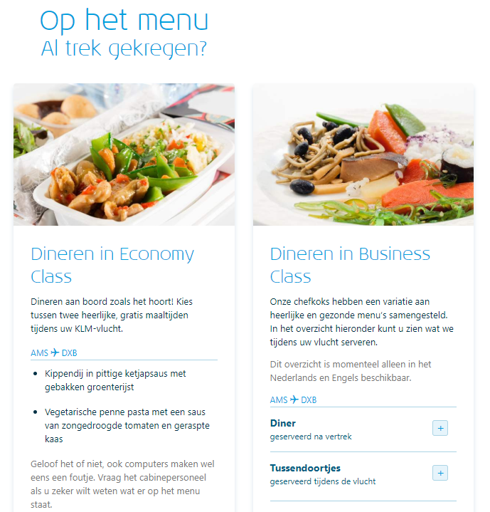 Menu KLM Flight Guide - InsideFlyer
