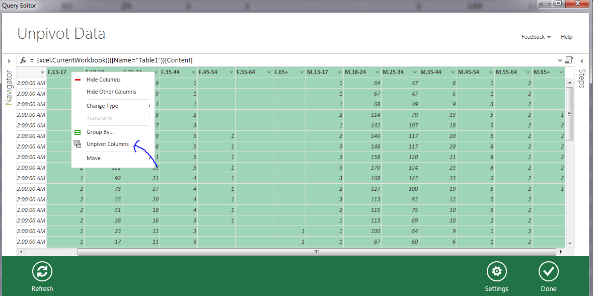Unpivoting Data Using The Data Explorer Preview For Excel 20102013 Insight Extractor Blog