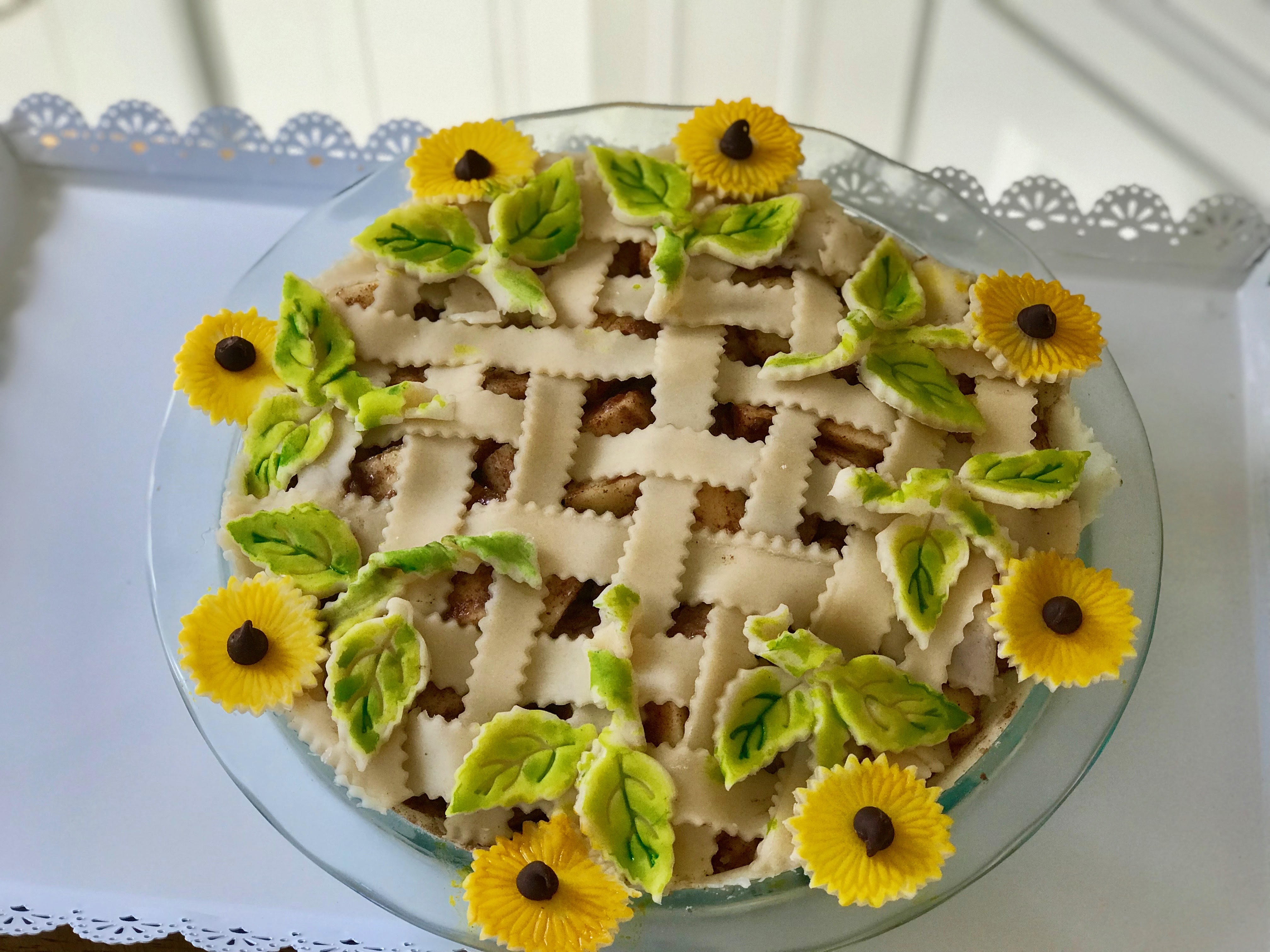 Sunflower Decorated Apple Pie - Inspired Chick