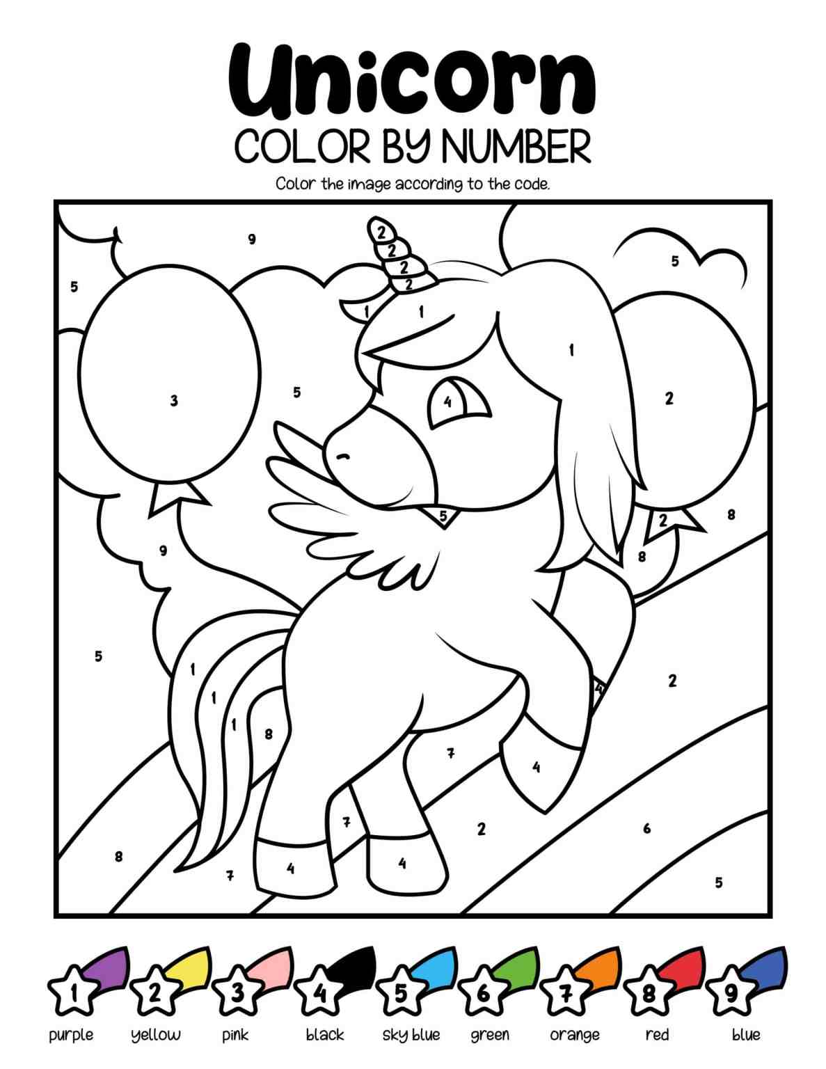Unicorn color by number 13 In The Playroom unicorn-color-by-number-13-in-the-playroom