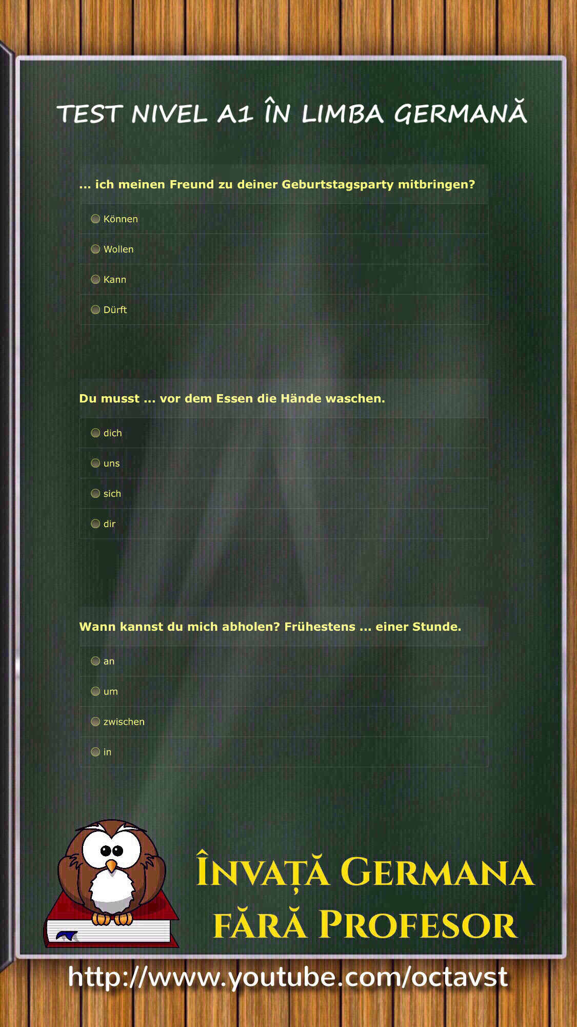 Test Nivel A1 în Limba Germană – 2 – Învață Germană fără Profesor