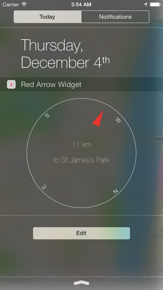 Red Arrow guides you to destination right from the Notification Center ...