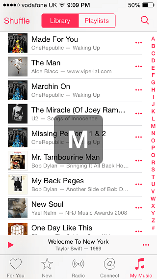 MusicScroller tweak adds alphabet scroller to Music app - iOS Hacker