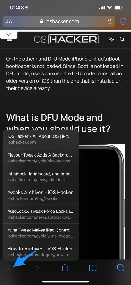 How To Quickly Return To A Previously Opened Page In iPhone Safari ...