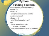 Python Finding Factorial Example тлж Ipcisco