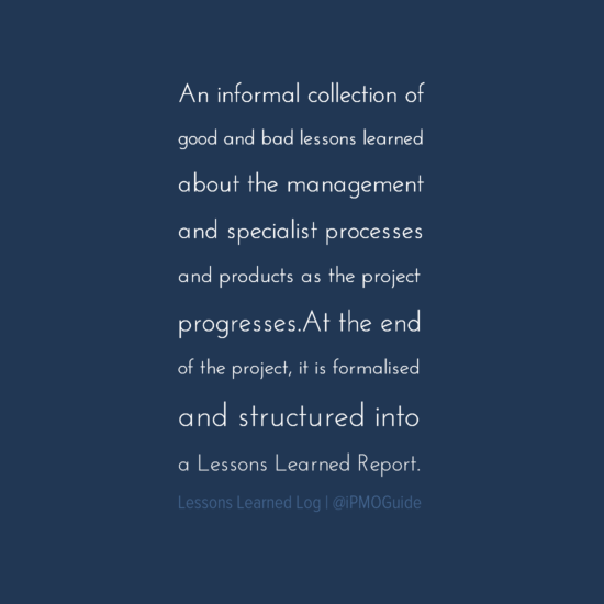 Lessons Learned Log - iPMOGuide