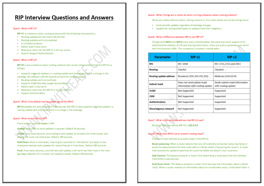 RIP Interview Questions & Answers - IP With Ease
