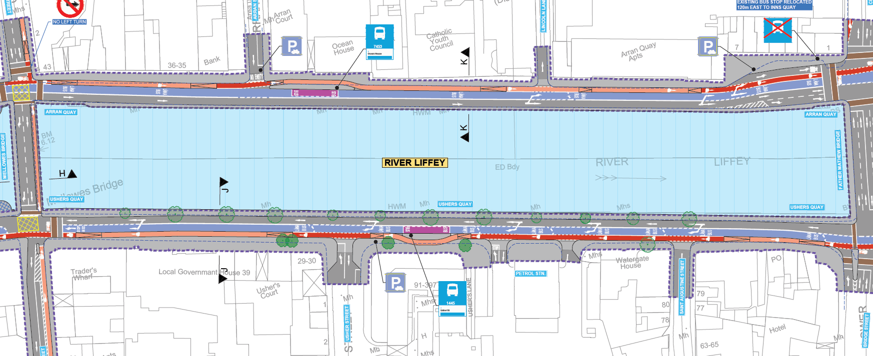 A detailed look at the Liffey Cycle Route Option 9 eastbound (part 1 ...