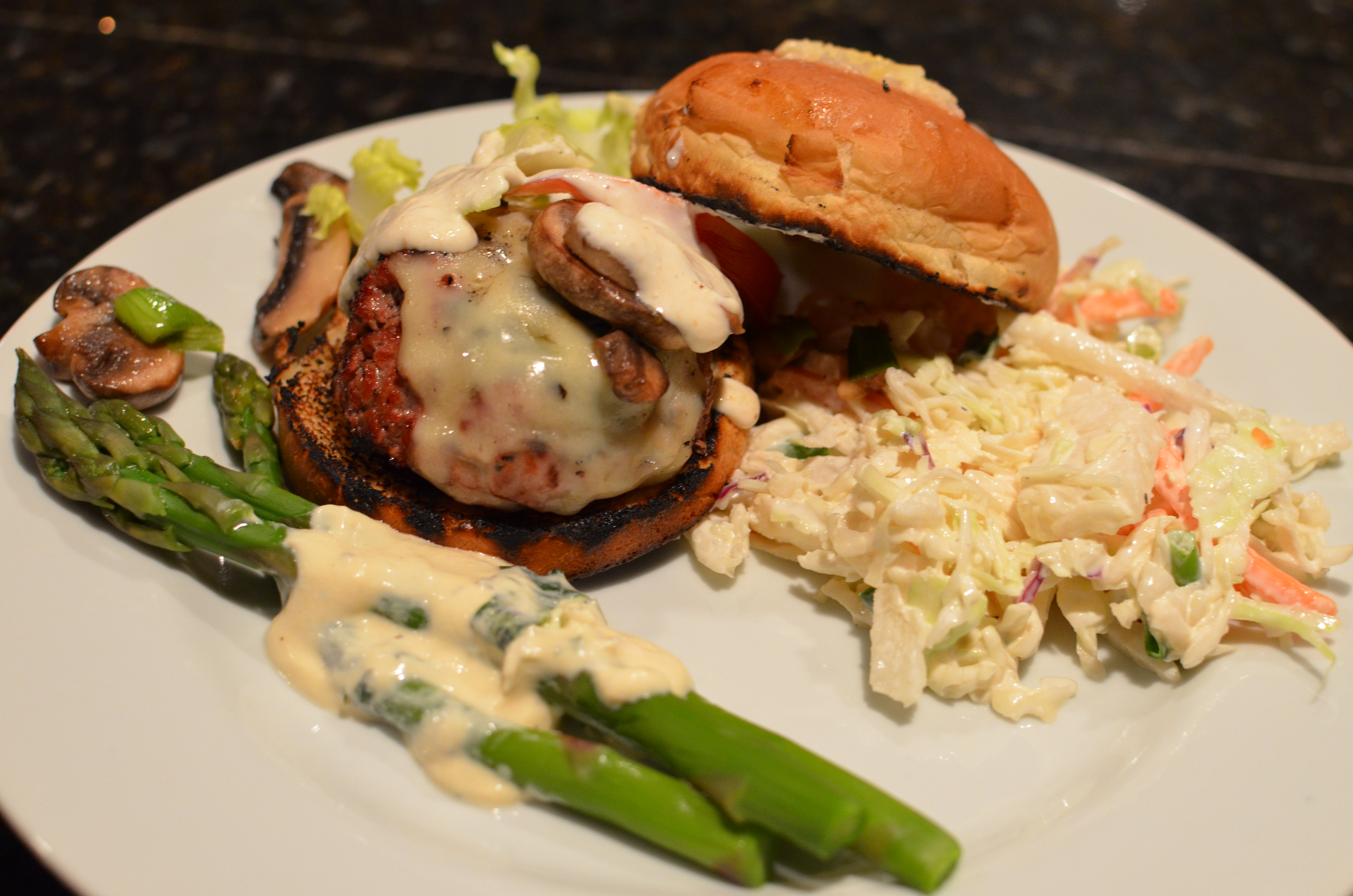 Steak House Burgers, Caesar Coleslaw, Chilled Asparagus Salad | I Sing ...