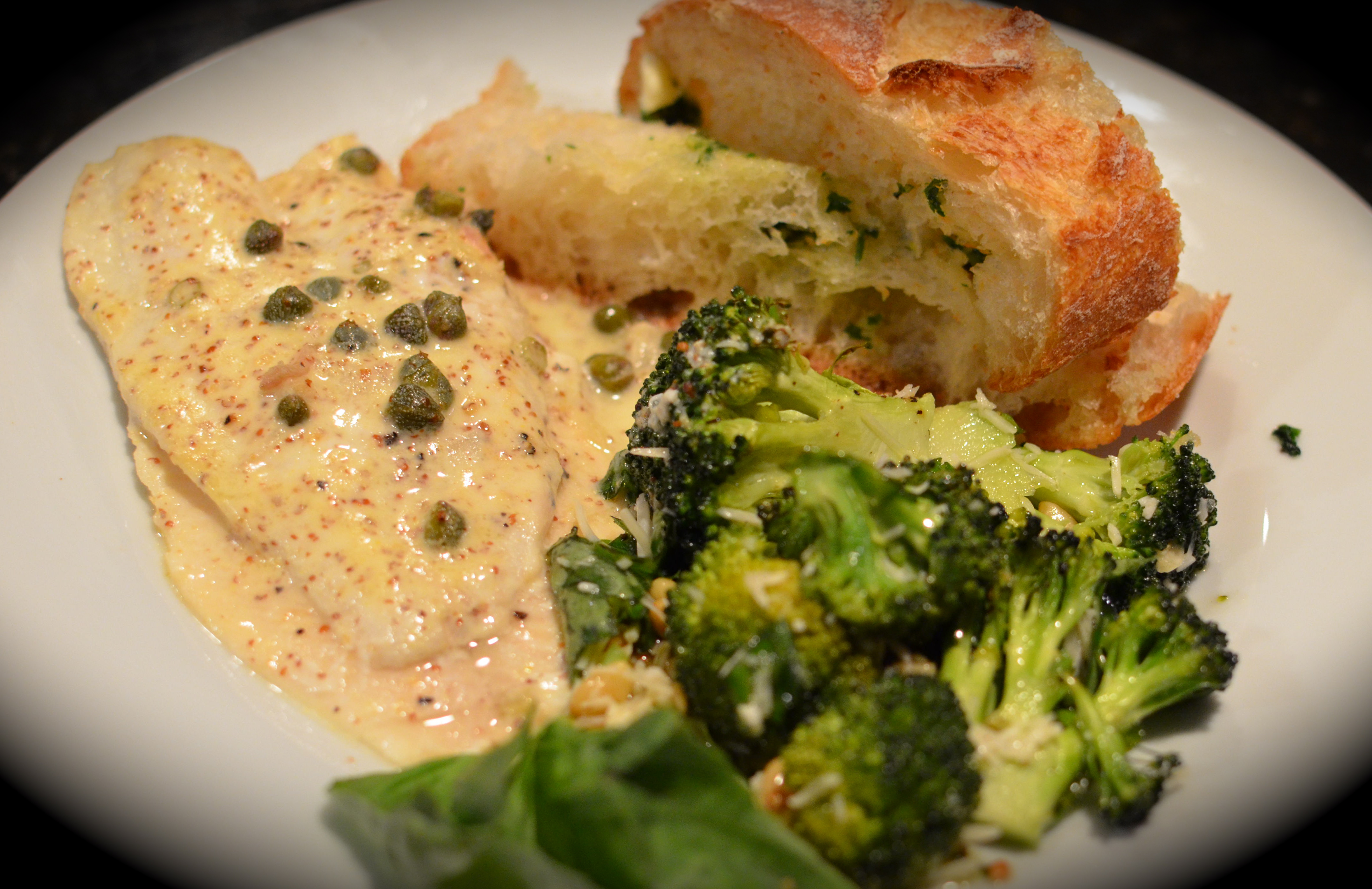 Mustard-Roasted Fish With Parmesan-Roasted Broccoli And Garlic Ciabatta ...