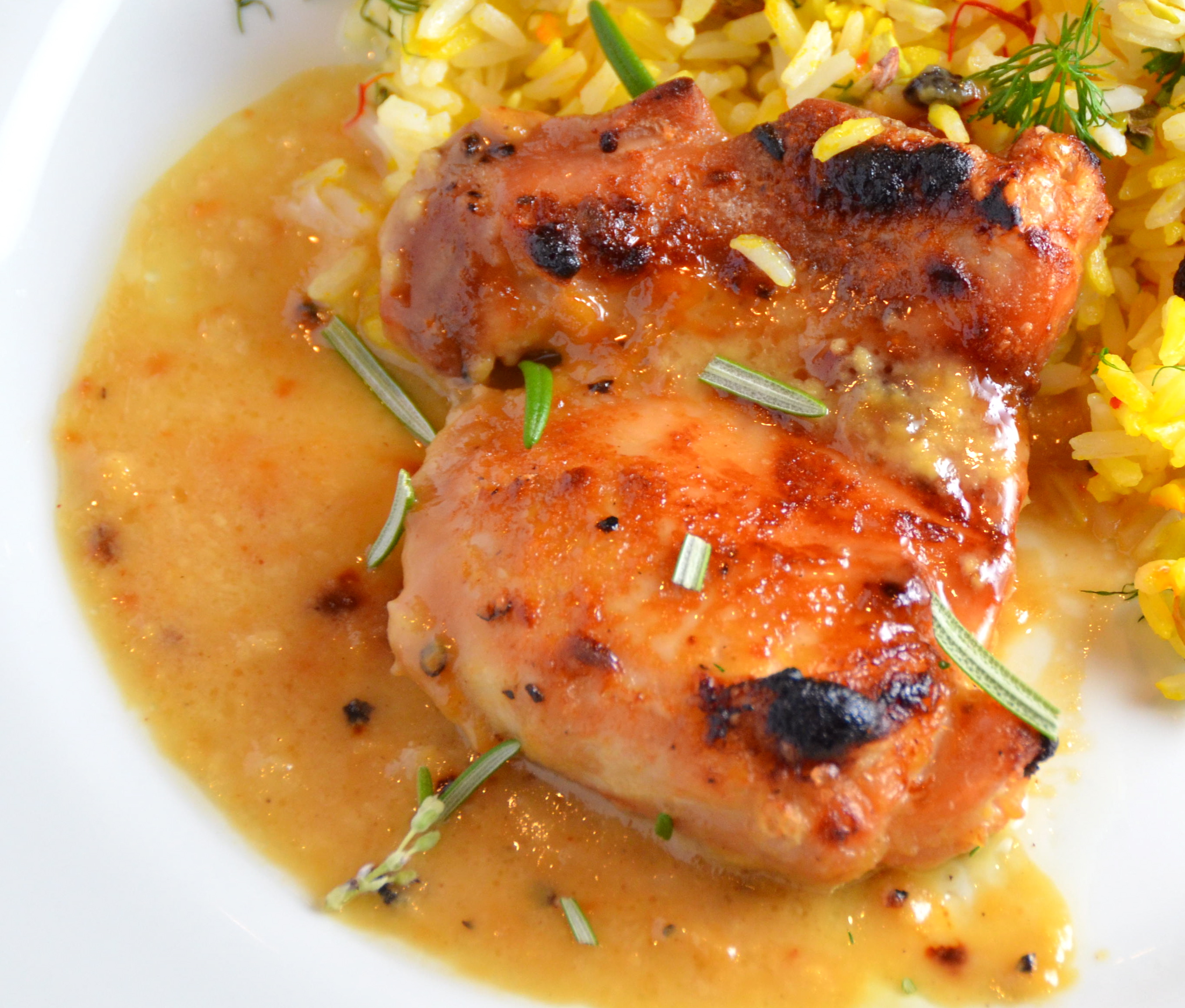 Maple-Dijon Glazed ‘Man-Pleasing’ Chicken With Saffron, Pistachio and ...