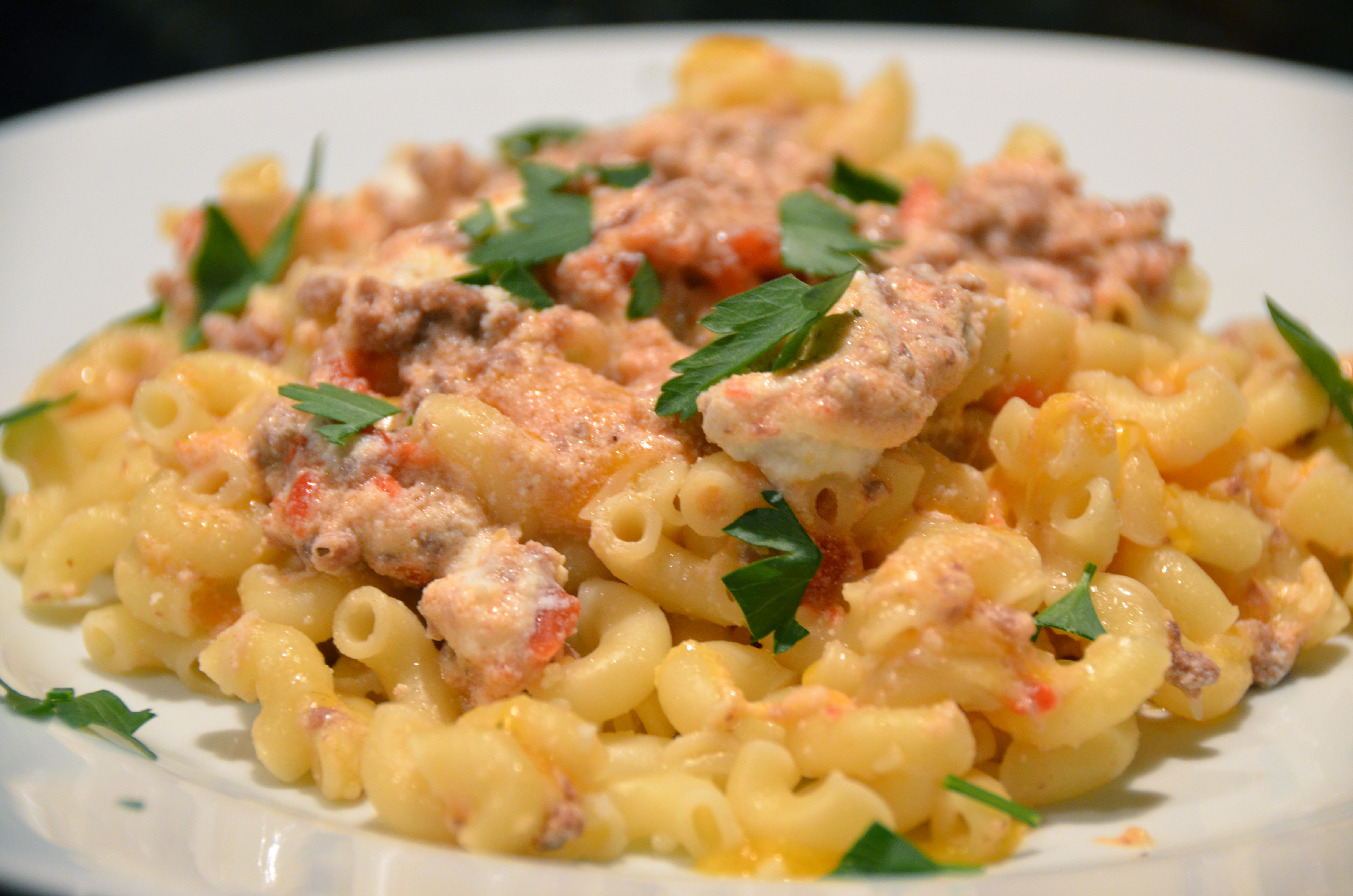 Elbows With Tomato Meat Sauce and Four Cheeses. New Music From ...