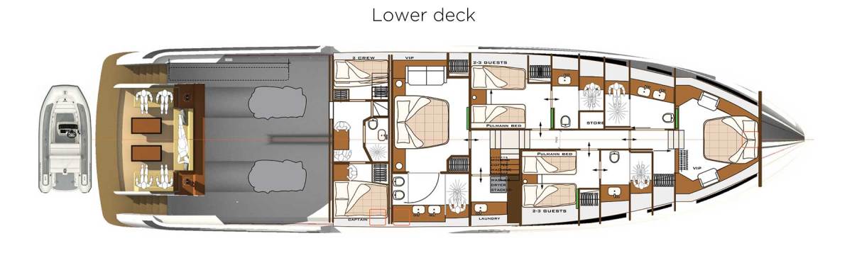 Layout Sirena 88 RPH lower deck – Ita Yachts Canada