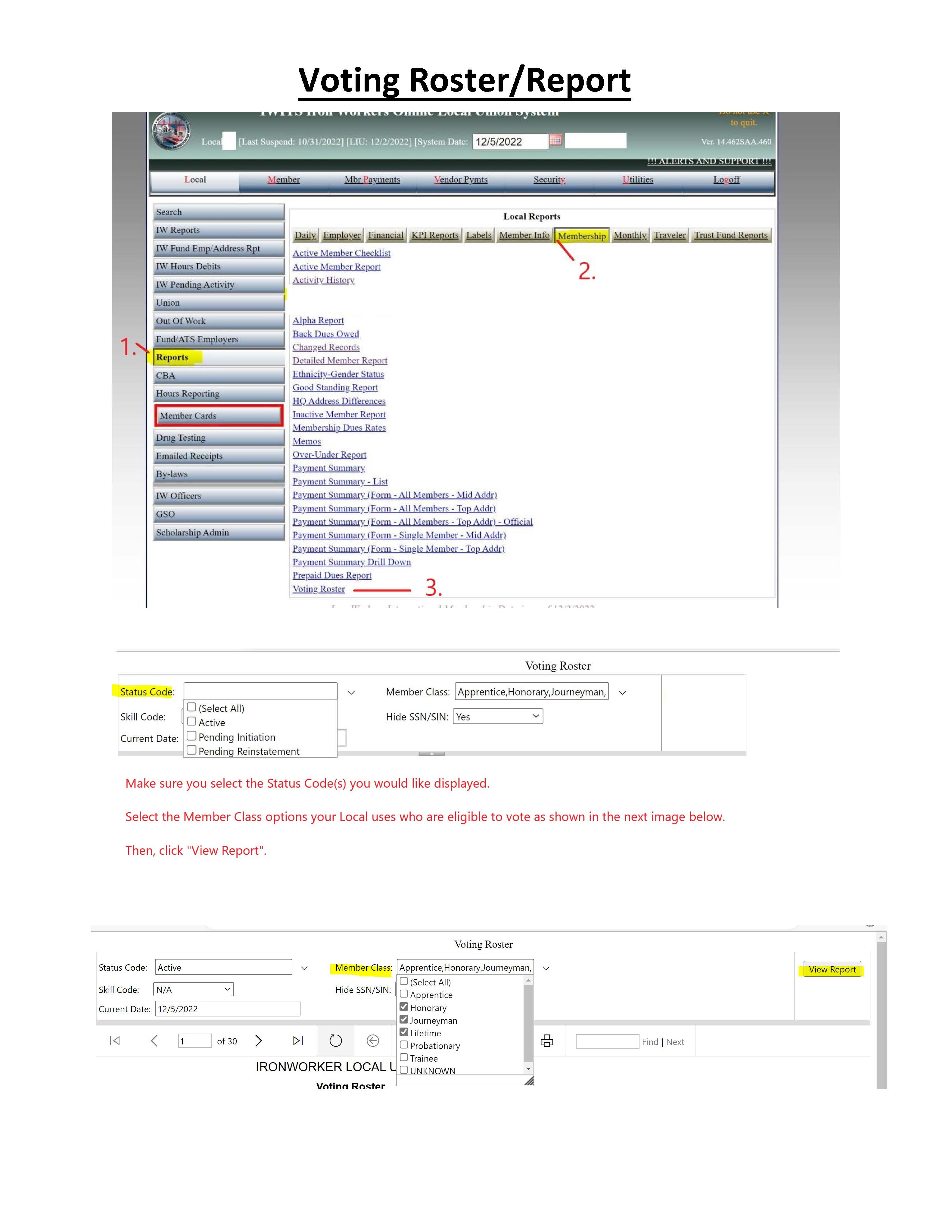 IWITS – Print Voting Roster – Iron Workers International IT Help Desk