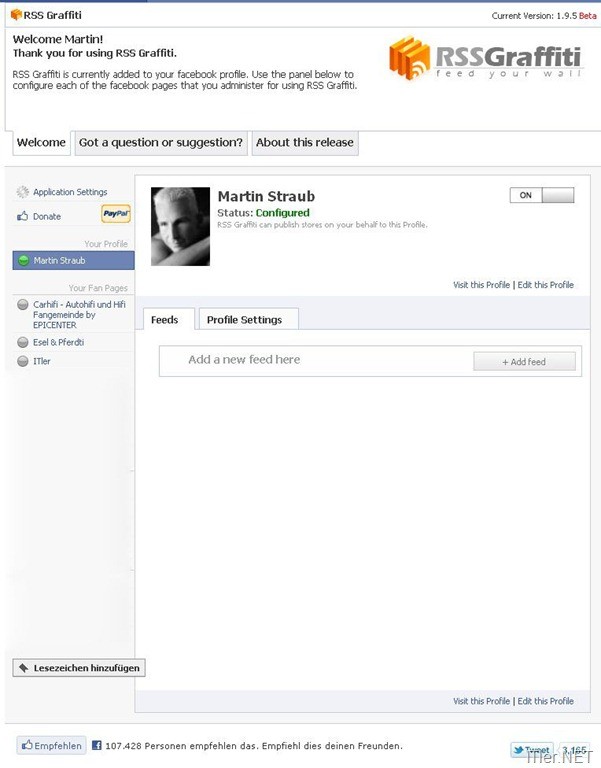 Wordpress Feed in Facebook einbinden mittels Facebook Plugin