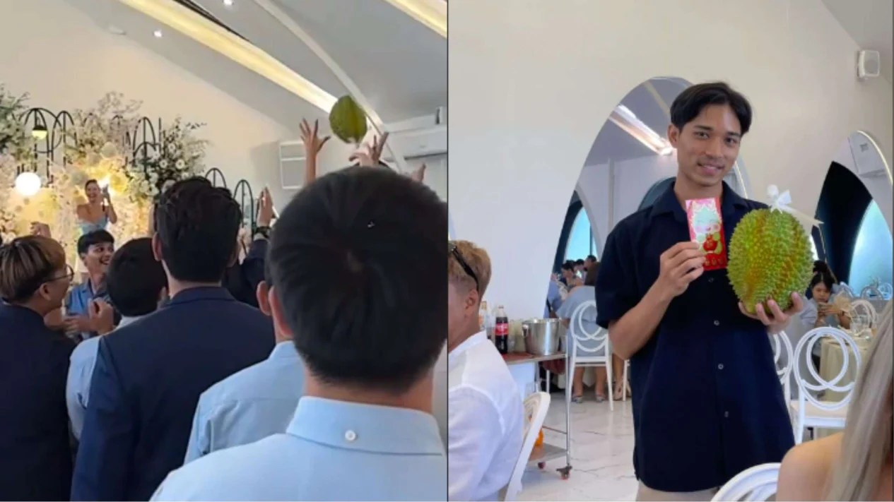 Anti Mainstream Bukan Buket Bunga Pengantin Ini Lempar Durian Ke Tamu