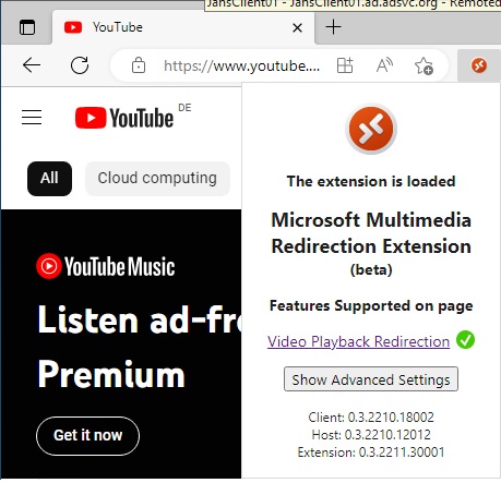 Remotedesktop Multimedia Redirection auf Windows Server 2022 - Jans Cloud