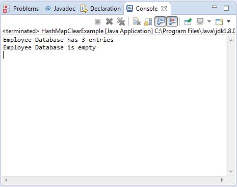 Java HashMap clear() method example