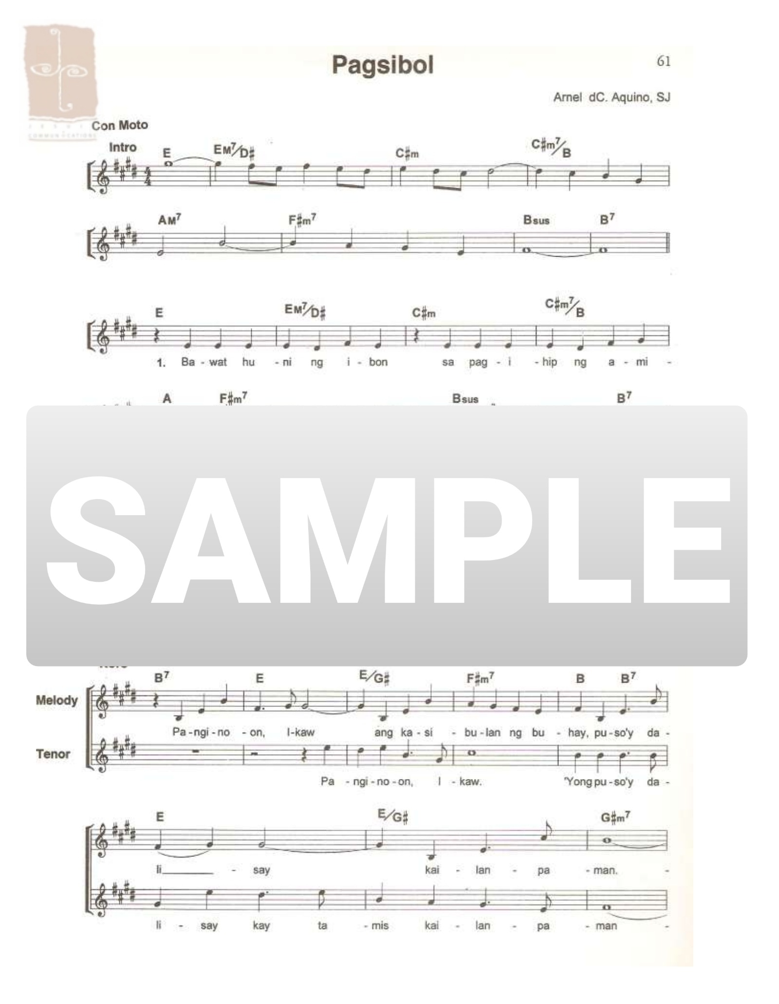 Pagsibol – Music Sheet – JesCom Philippines