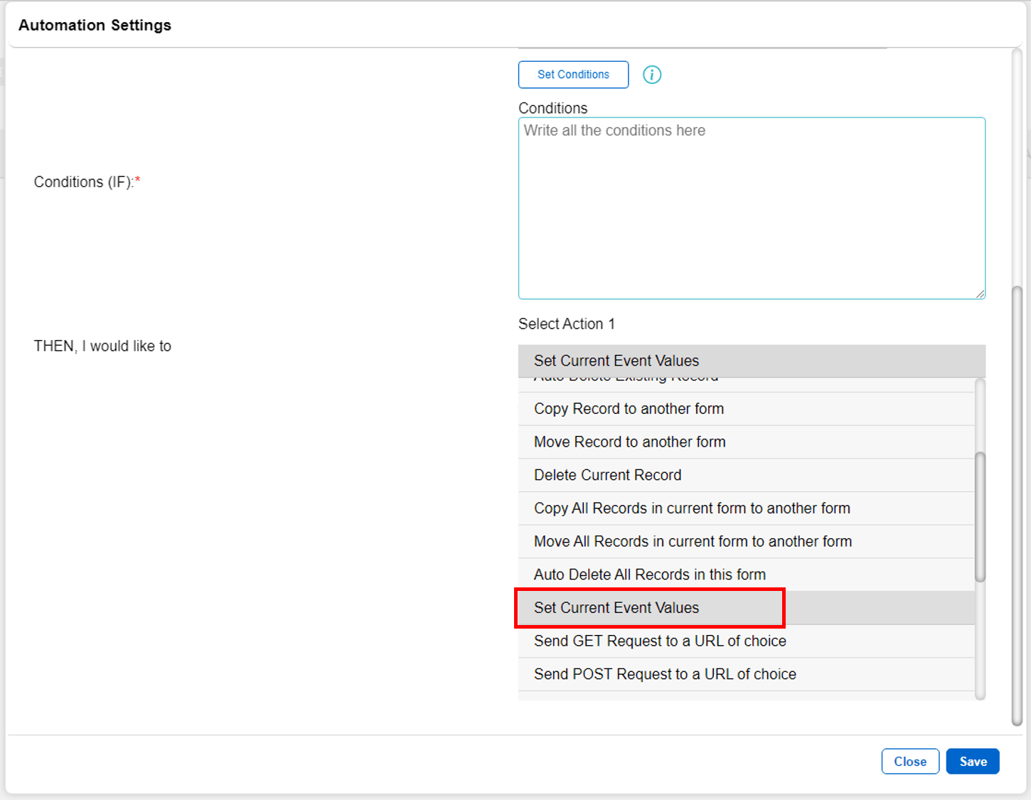 Field Value Selection Jet Workflow