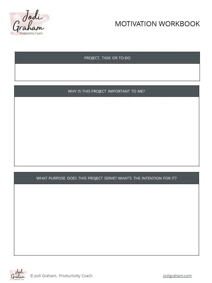 Motivation Workbook - Jodi Graham | Productivity Coach