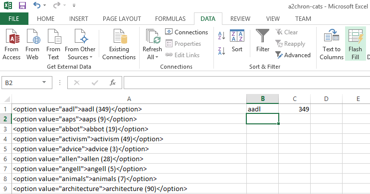 Flash Fill: Text wrangling for non-programmers – Jon Udell