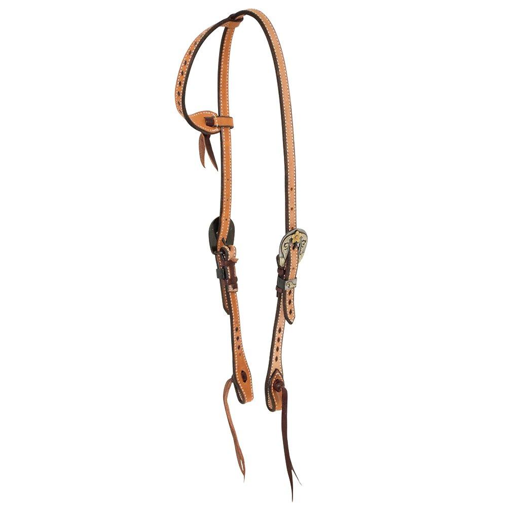 Cowboy Tack 5/8in Roughout Buckstitch Single Ear Headstall with Vegas ...