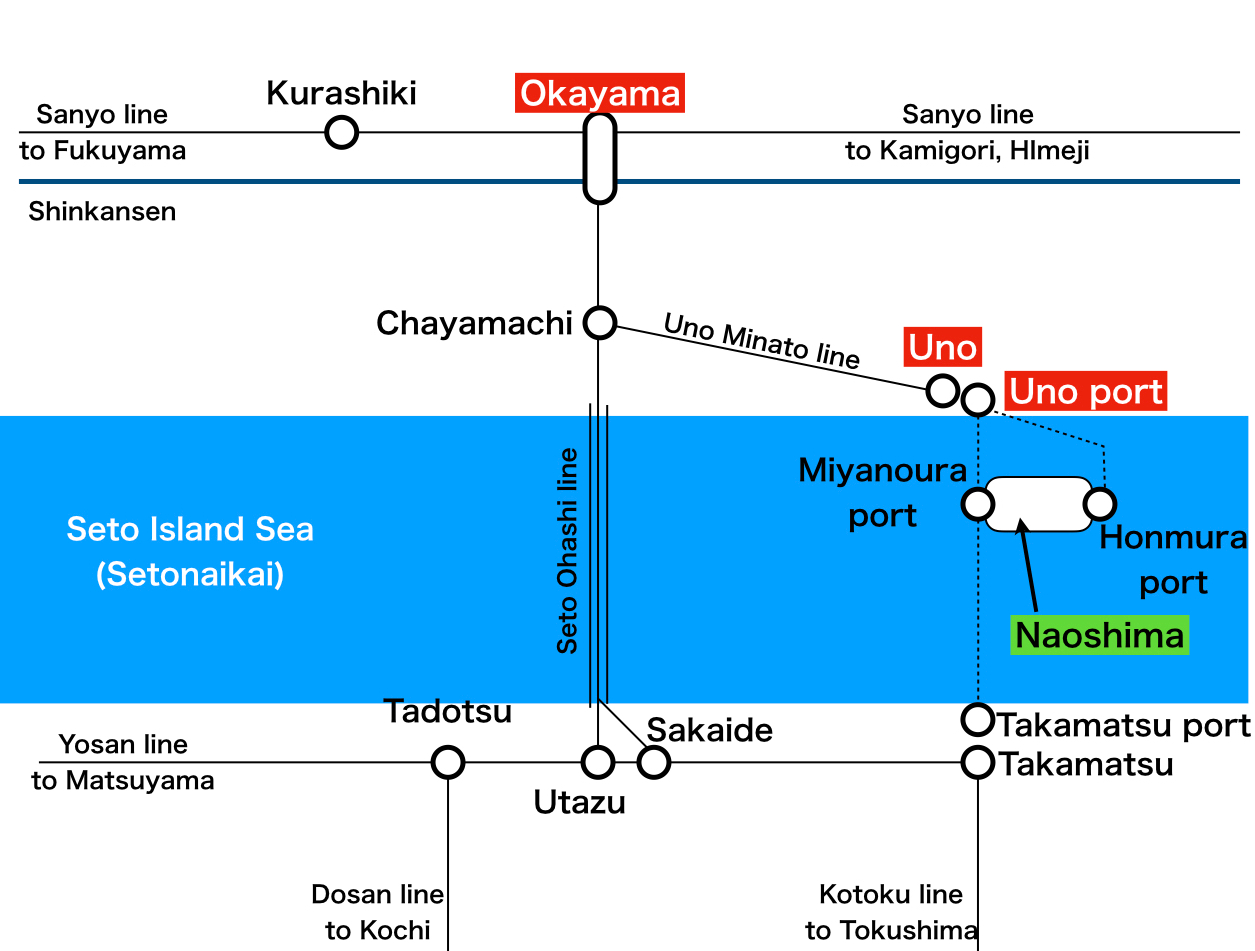 Uno station and Uno port transfer guide. How to get to Naoshima from ...
