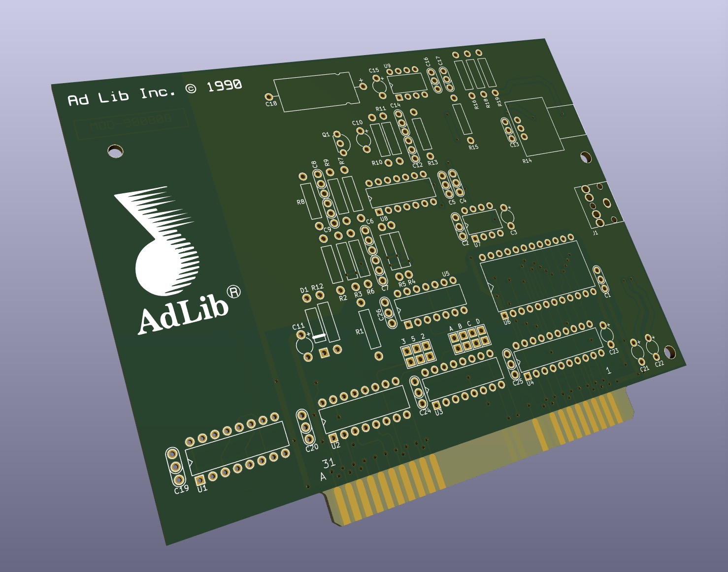 AdLib ISA Sound Card PCB Board - J&T Studio
