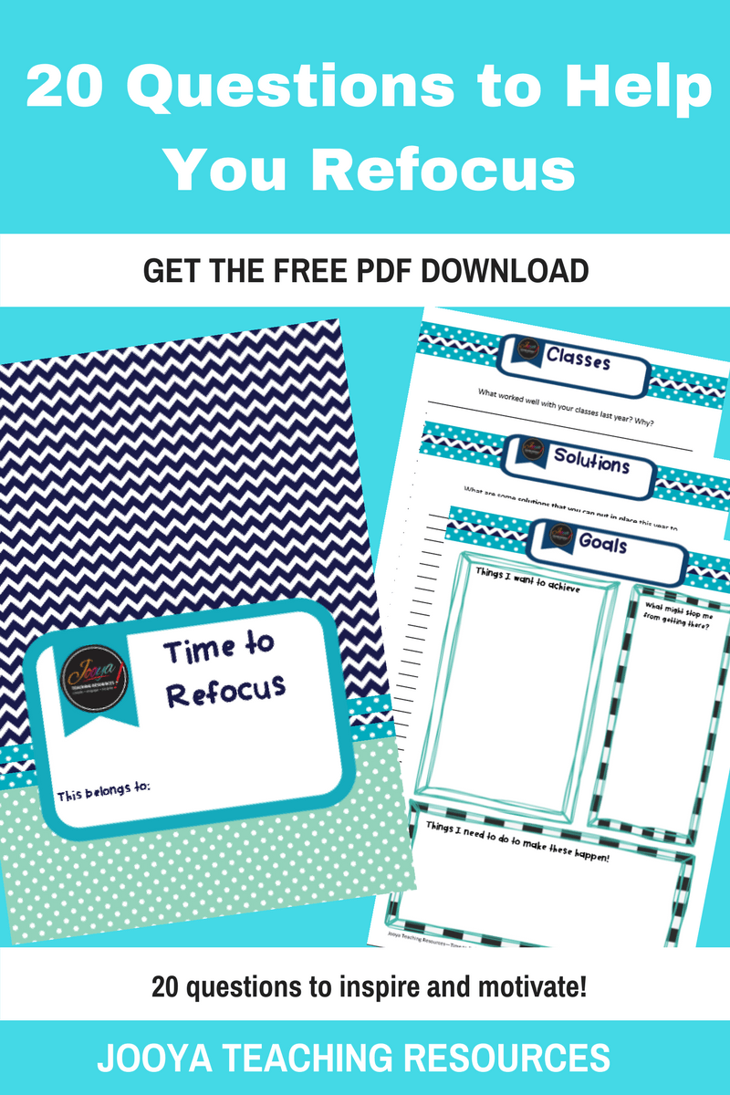 20 Questions to Help You Refocus - Jooya Teaching Resources