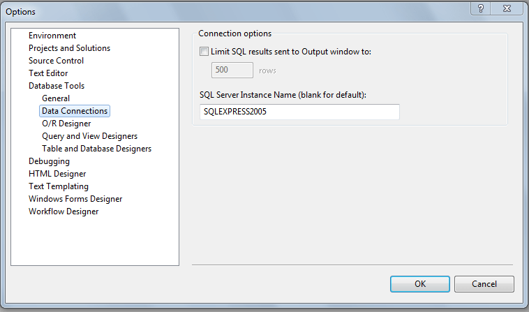 Visual Studio Tip #1: Default SQL Server | Just Tips