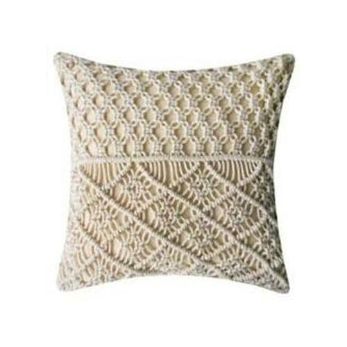 Macrame Sofa Cushion Cover in off white color by Kaahira