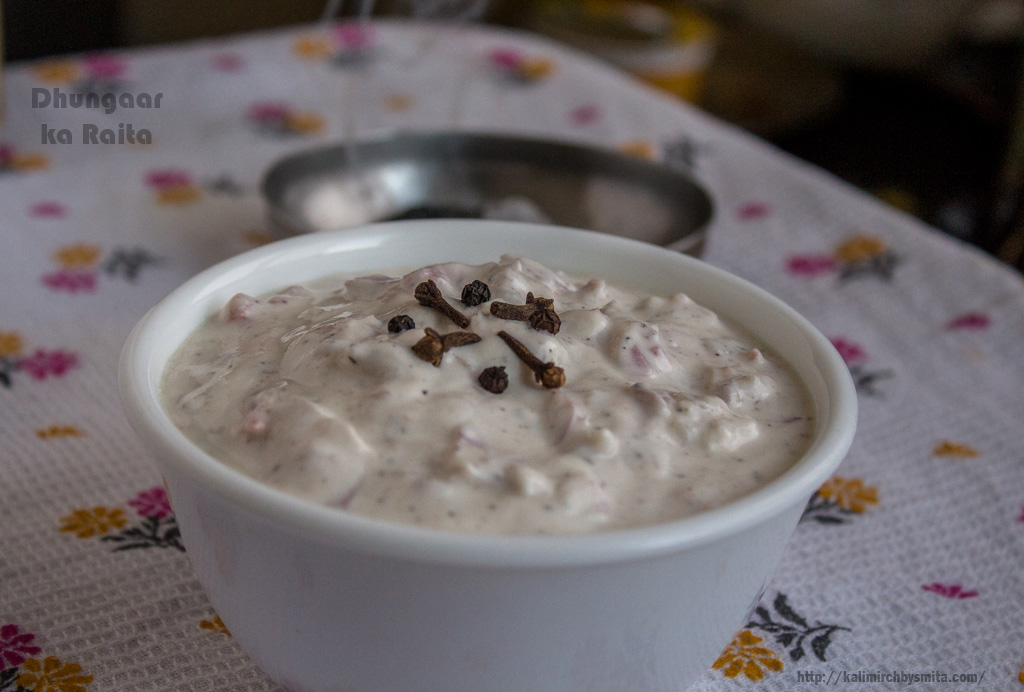 Dhungar Ka Raita (Smoked Raita) - Kali Mirch - by Smita