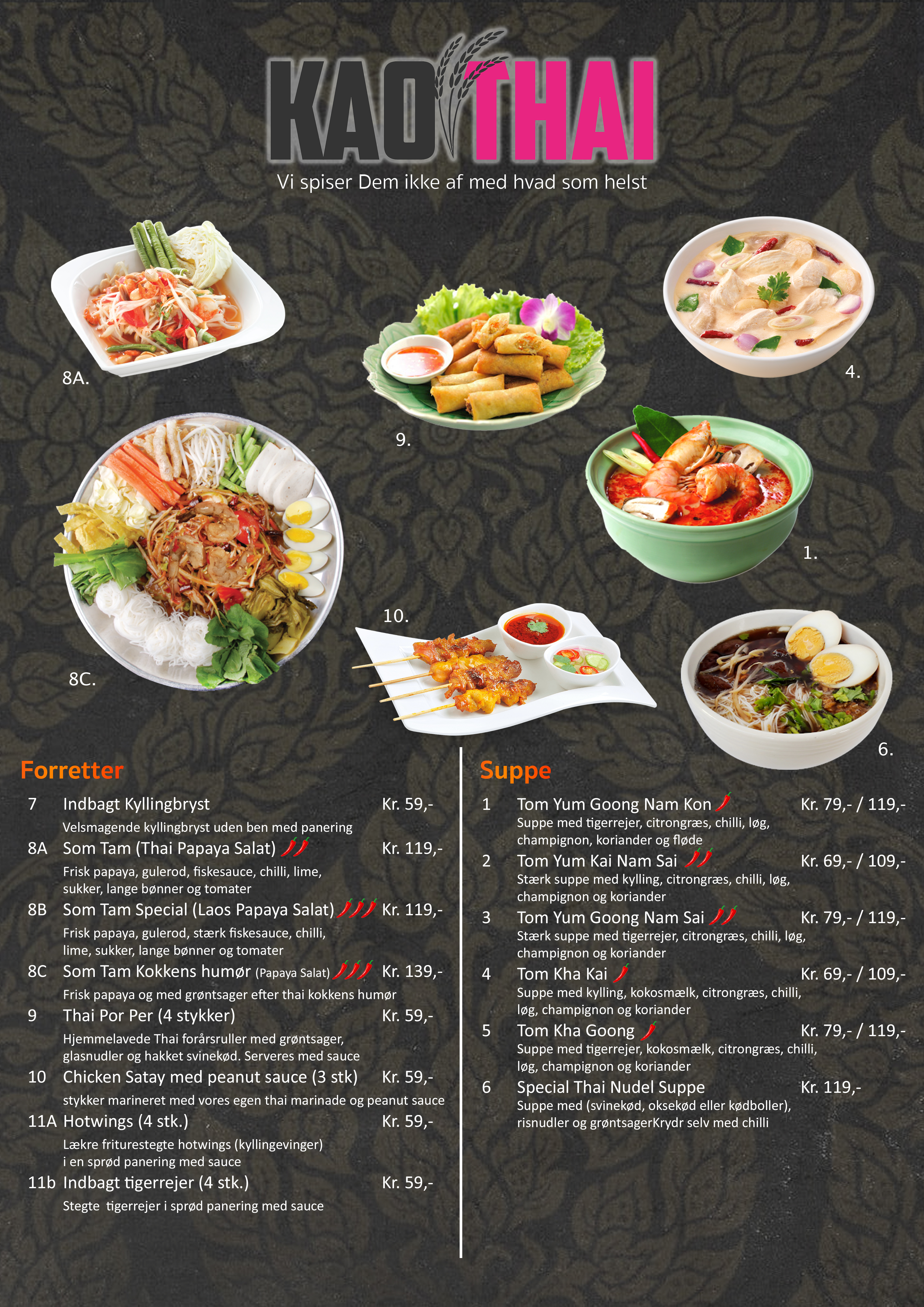Menukort Restaurant - KAO Thai Restaurant og Food Trucks