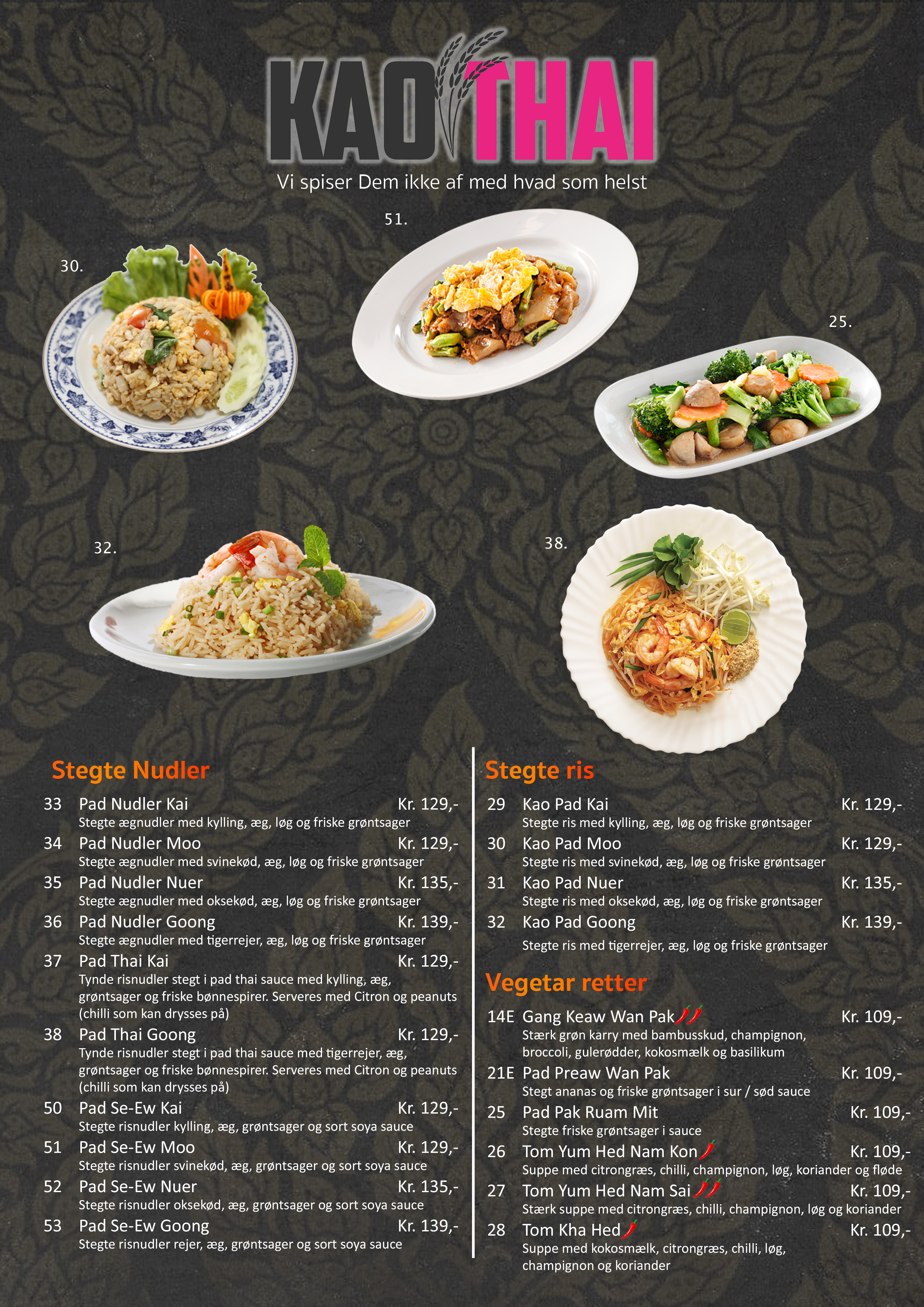 Menukort Restaurant - KAO Thai Restaurant og Food Trucks