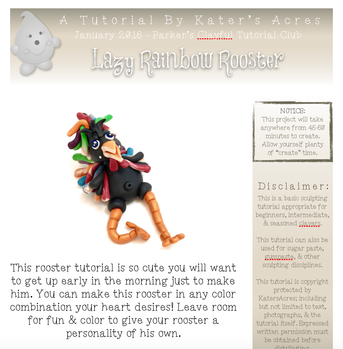 Polymer Clay Rooster Tutorial by KatersAcres | CLICK to learn how ...