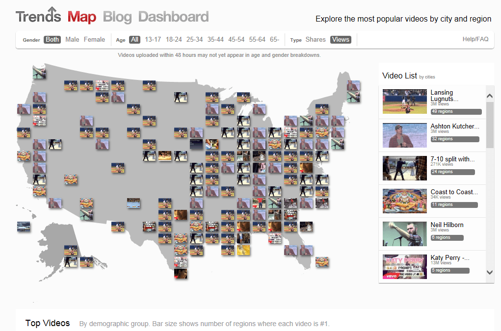 August YouTube Trends Map | Kerin & Hartley Marketing