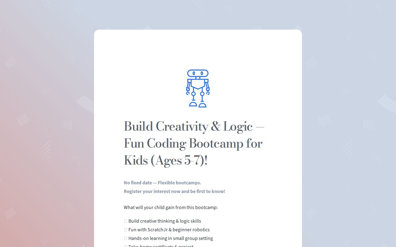 Coding Bootcamp For Kids Ages 5 7