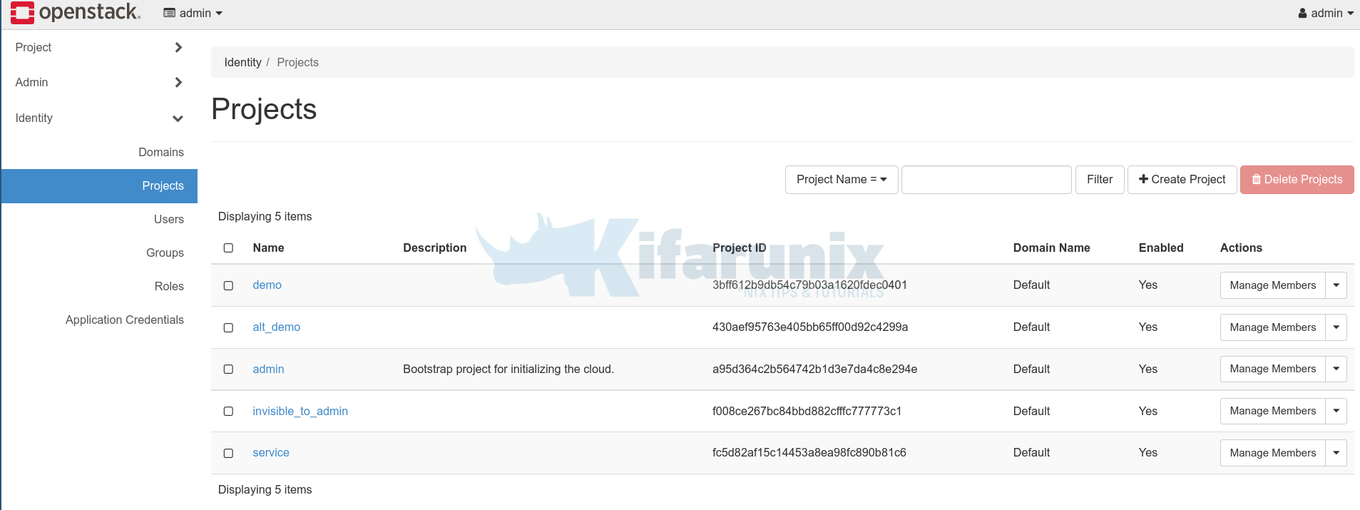 How To Create And Delete Openstack Project Kifarunix