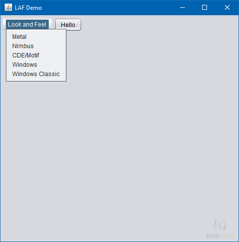 How do I set the look and feel for Swing application? | Kode Java