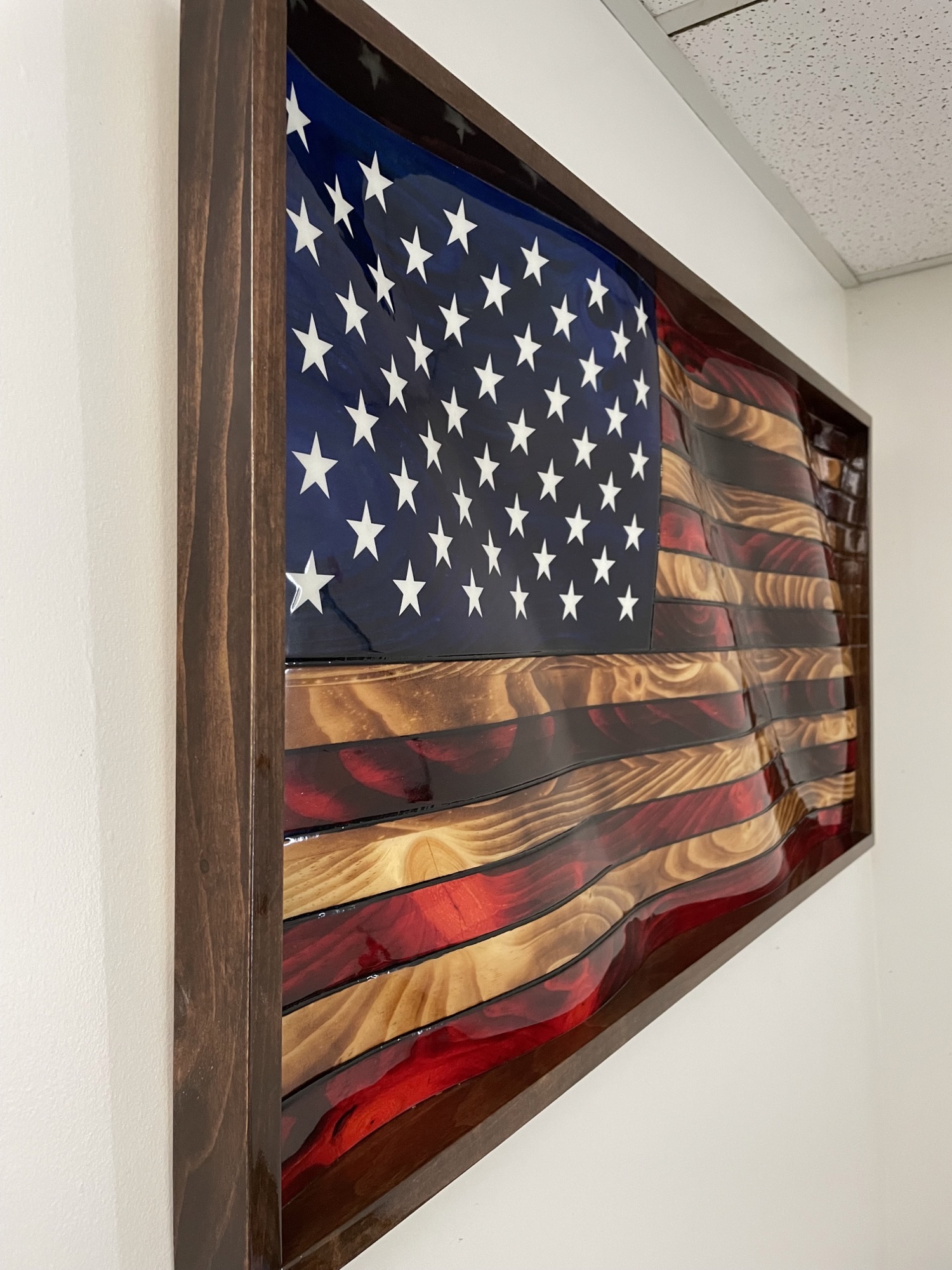 3D Wavy Rustic Wooden American Flag – Handcrafted Knotty Pine | KPCC ...