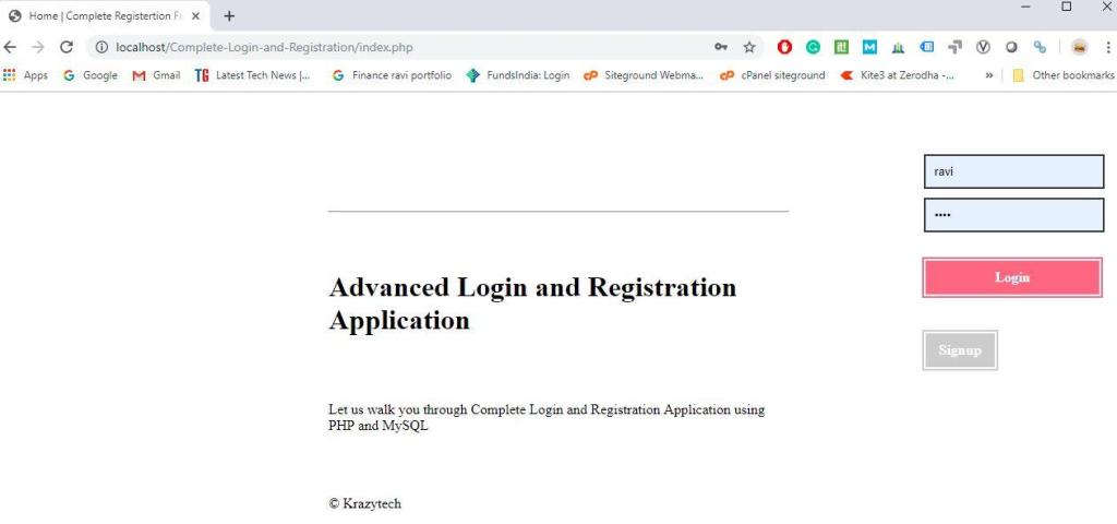 Complete Login and Registration Application using PHP and MySQL