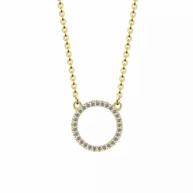 Colar circulo pequeno com zircônias de aço inoxidável - Kriolas Biju